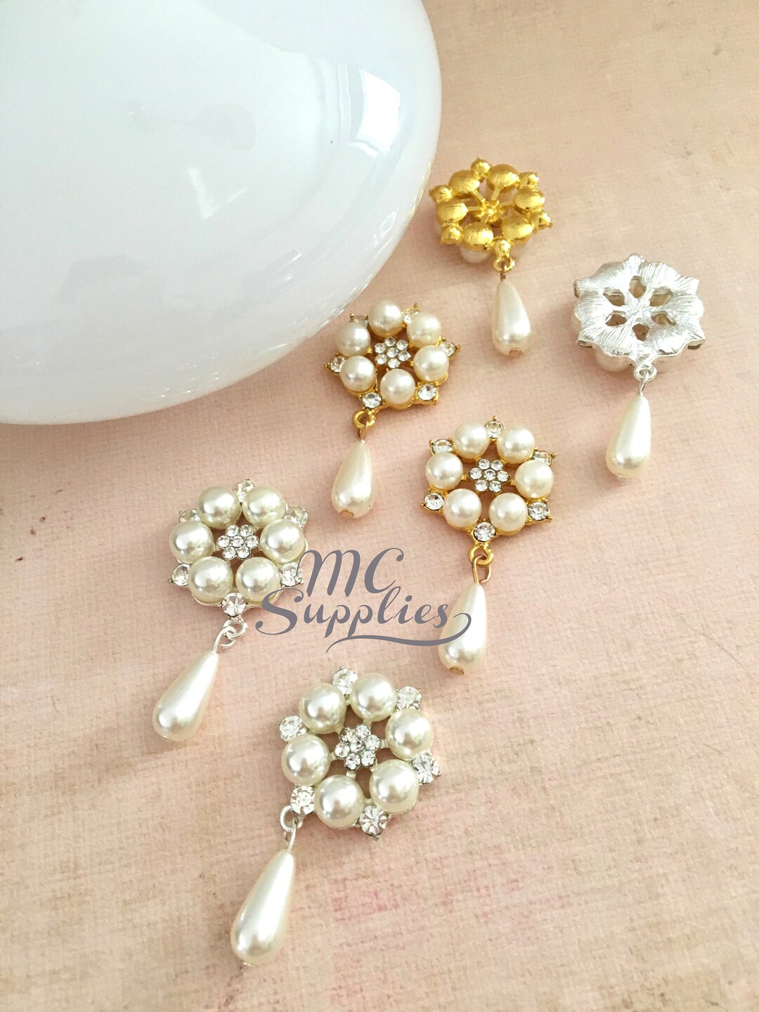 5 Pcs,pearl Rhinestones,rhinestone With Pearls,rhinestones for Flowers ...