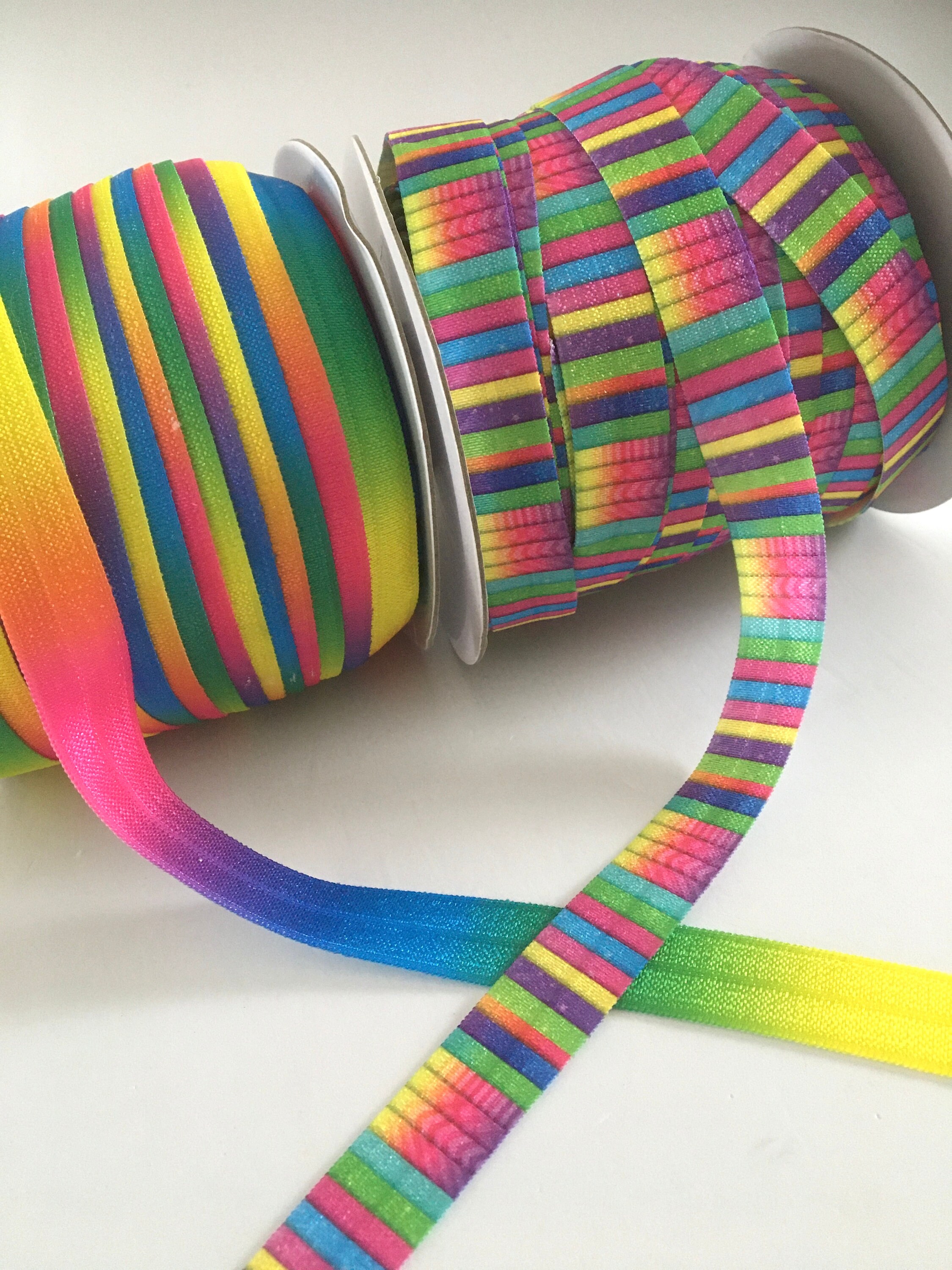 2 yds Rainbow elasticombre elasticfold over elasticelastic | Etsy