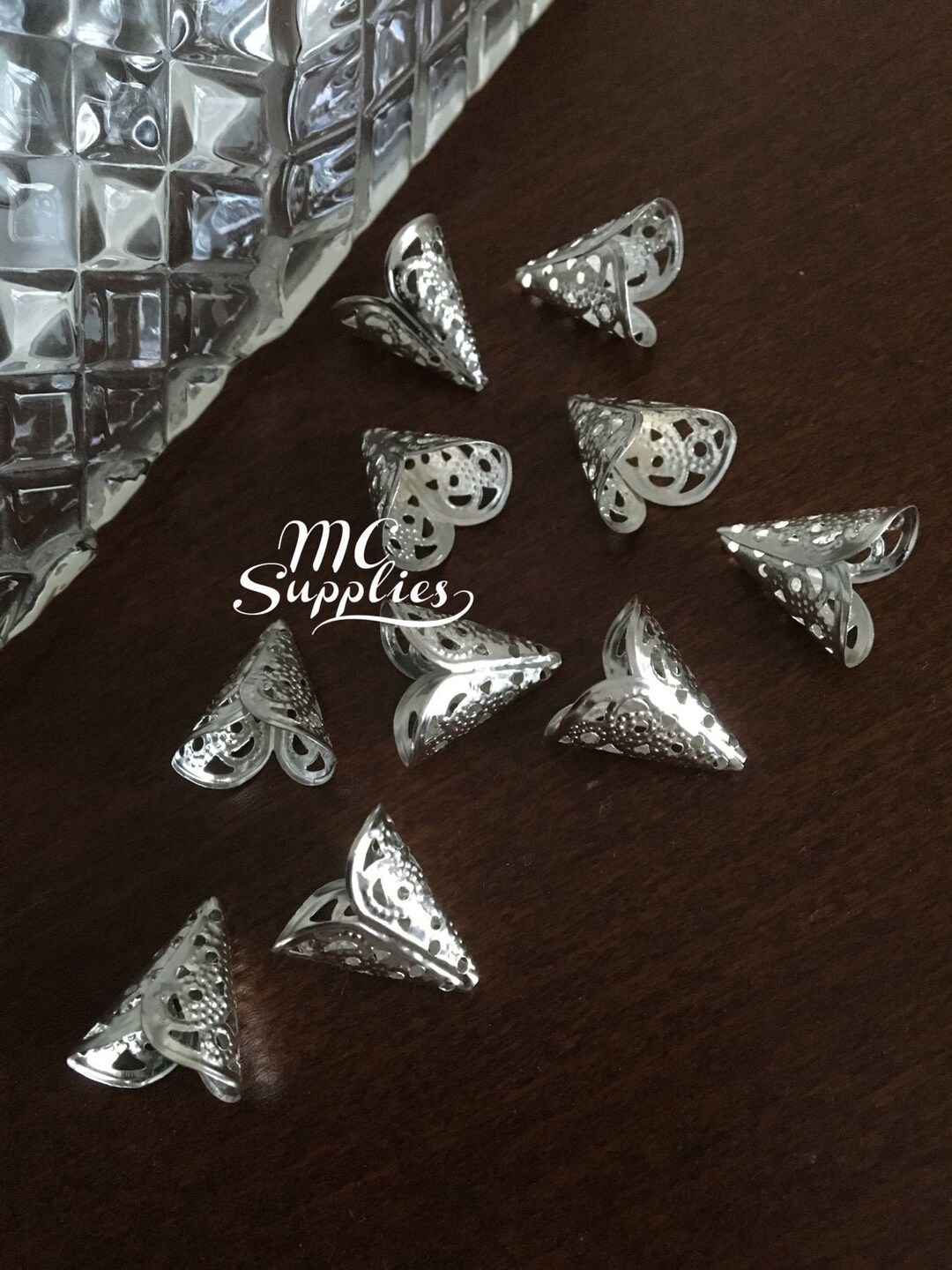 10 Pcs,cone Bead Caps,bead Cone,silver Bead Cap,jewelry Findings,flower ...
