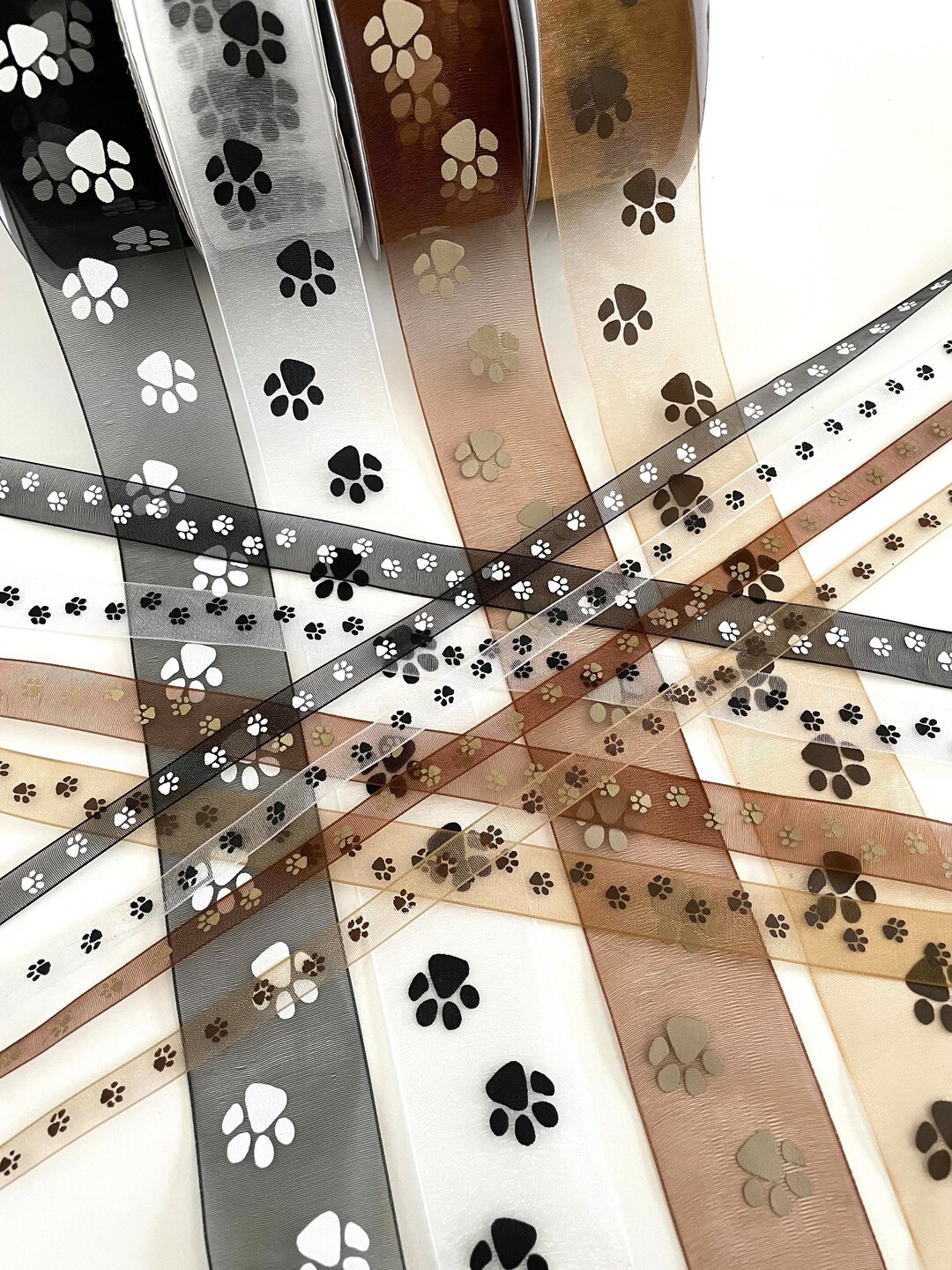 5-25 Yds,dog Paw Ribbon,organza Ribbon,printed Ribbon,craft Ribbon,dog ...