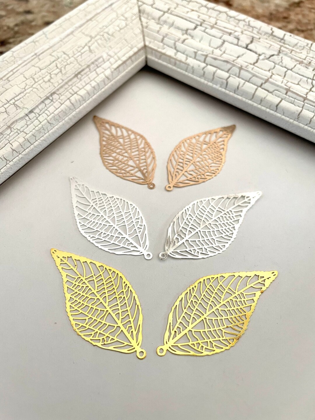 10 Pcs,metal Leaves,blank Metal Leaves,gold Leaves,metal Findings ...