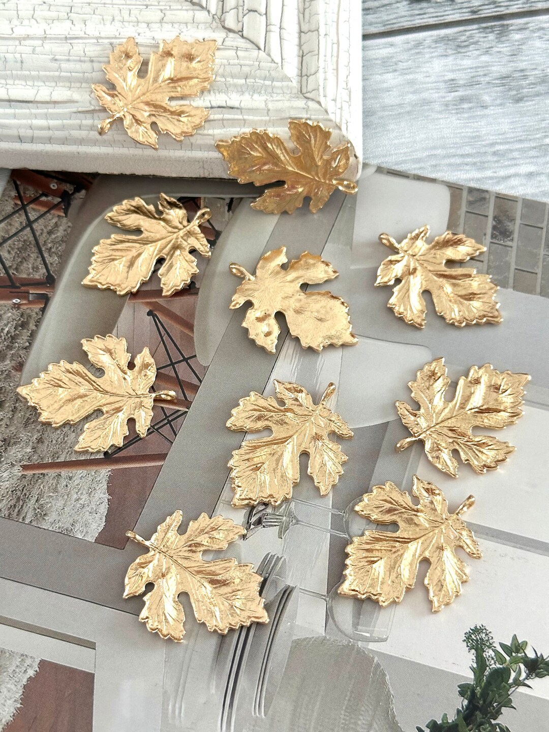 10 Pcs,metal Leaves,blank Metal Leaves,gold Leaves,metal Findings,charm ...