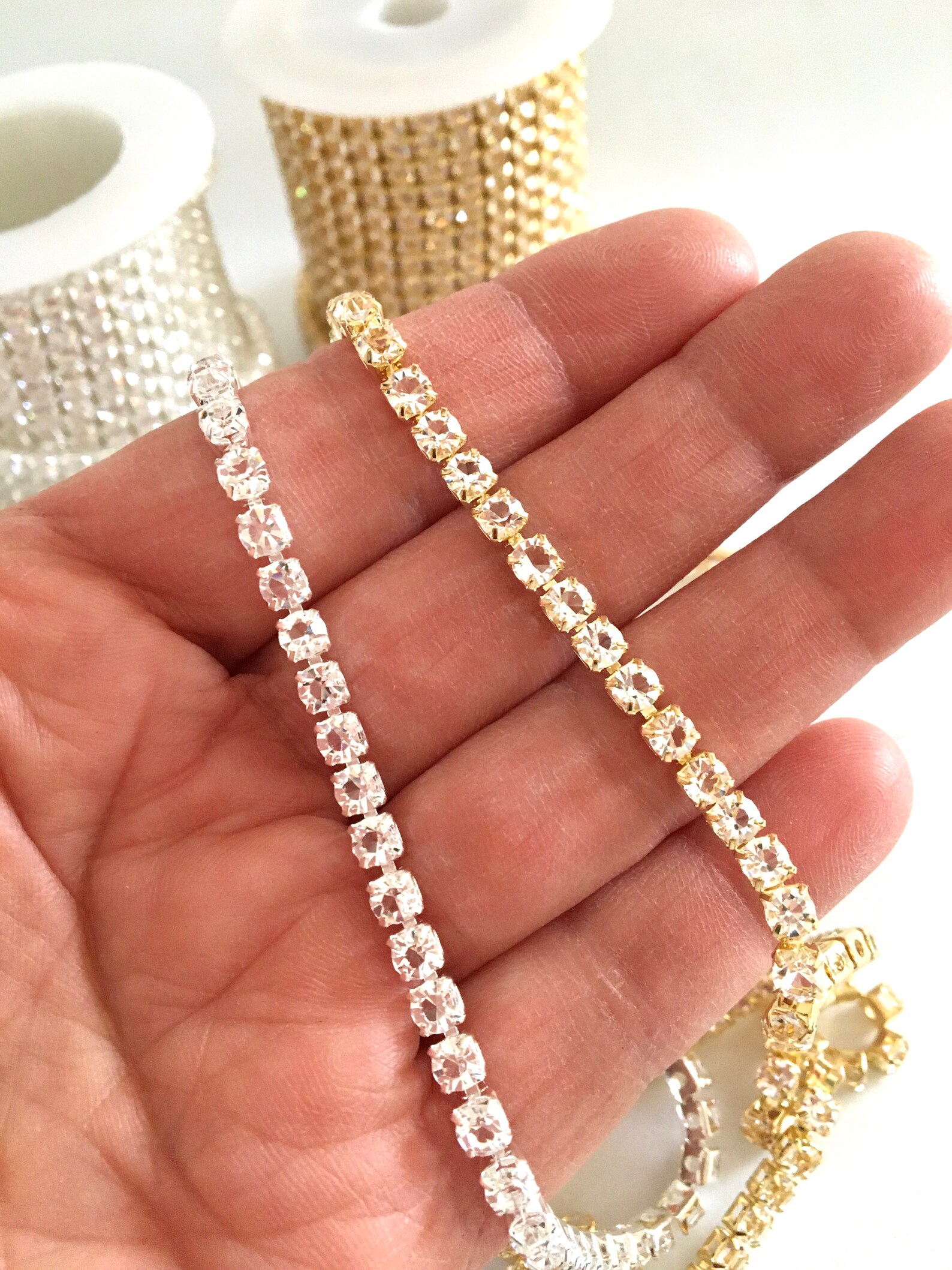 Gold Chainrhinestone Chainsilver Chainrhinestone Trimchain - Etsy