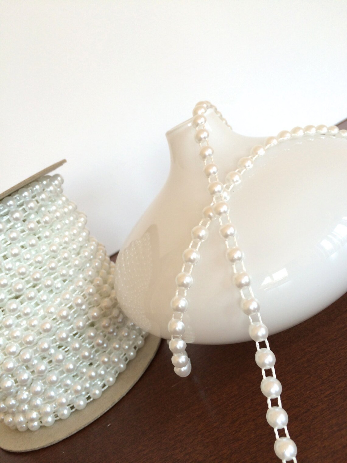 String of Beadswhite Beadsflat Beadsstrand of - Etsy