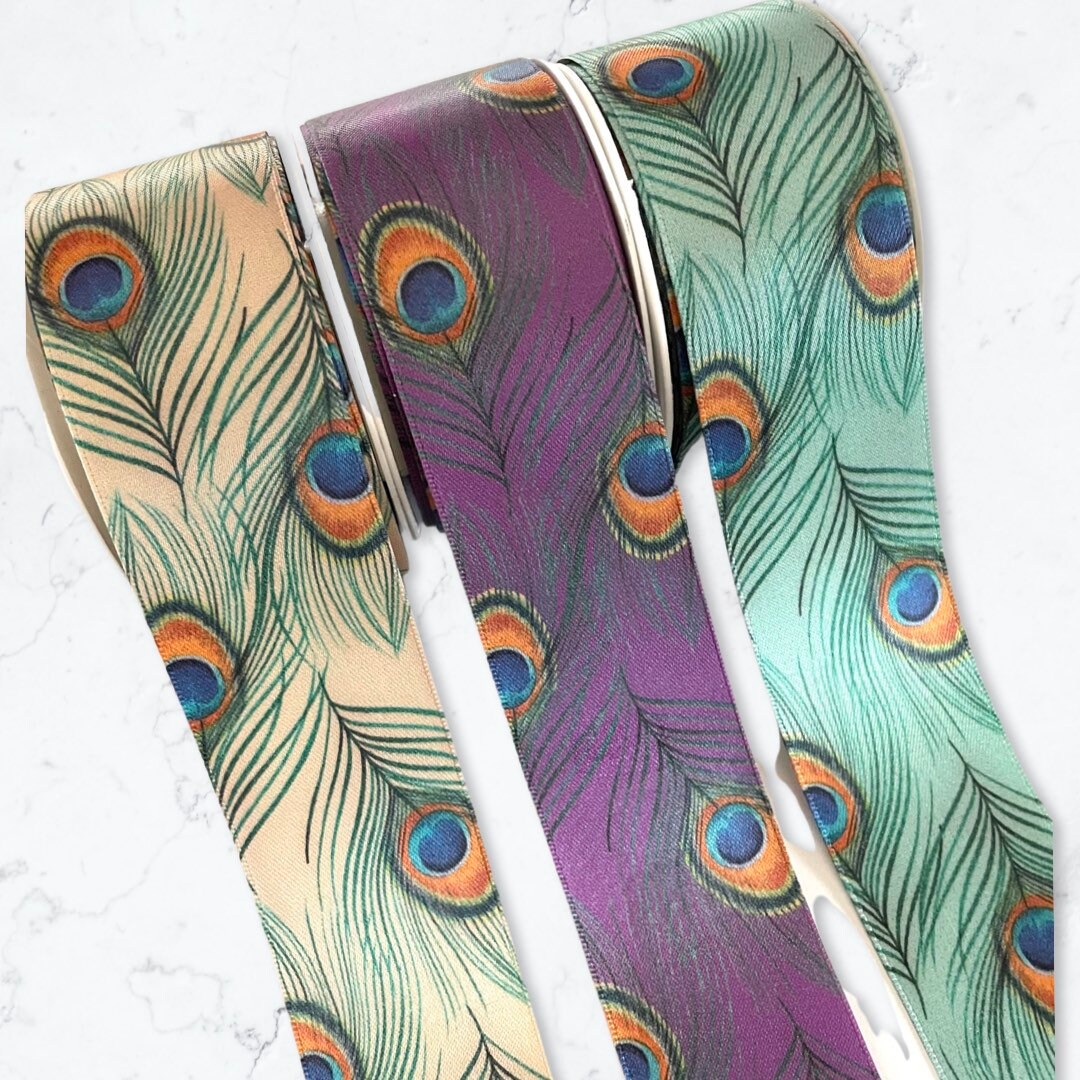 2-10 Yds,peacock Ribbon,satin Ribbon,embellished Ribbon,scrapbooking ...