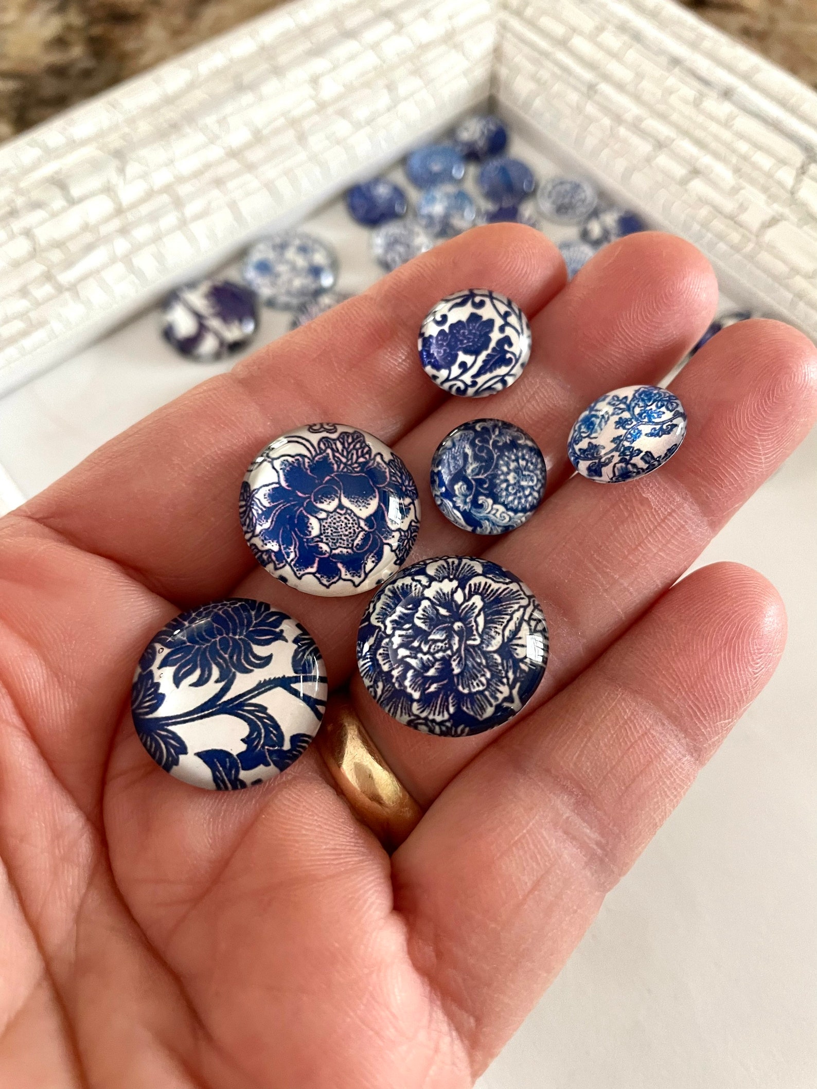 50 Pcs,blue Cabochons,blue Gemstone,glass Cabochon,half Round Cabochon ...