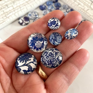50 Pcs,blue Cabochons,blue Gemstone,glass Cabochon,half Round Cabochon ...