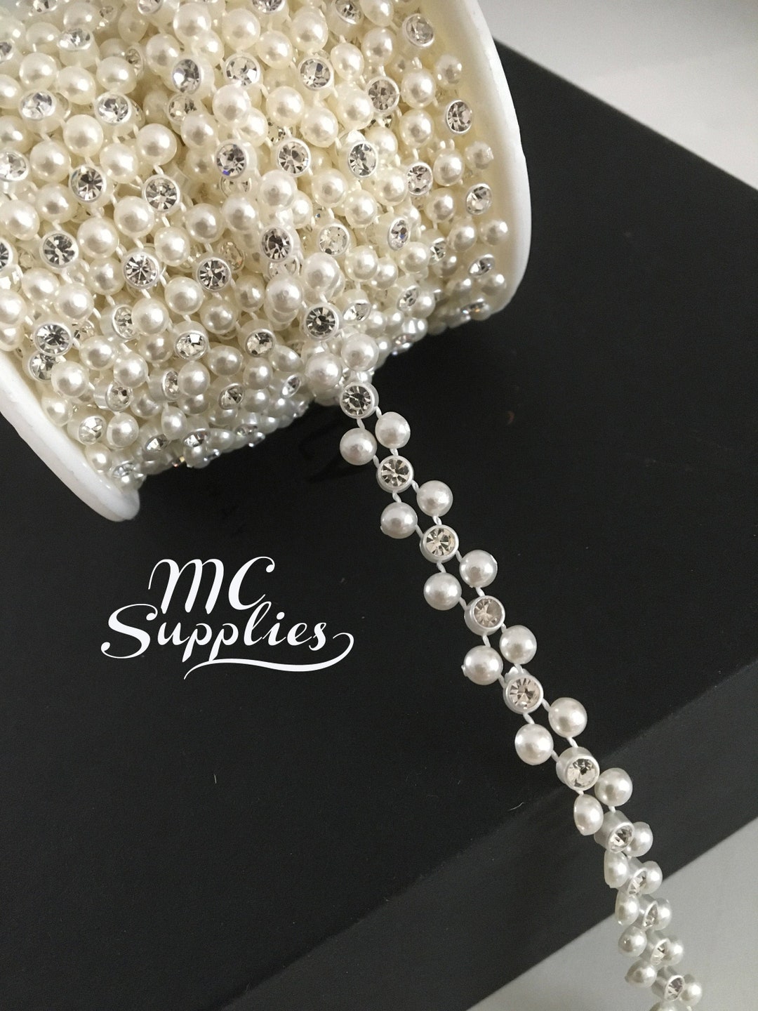 1-10 Yds,bead Chain,round Pearls,ivory Pearl Trim,pearl String ...