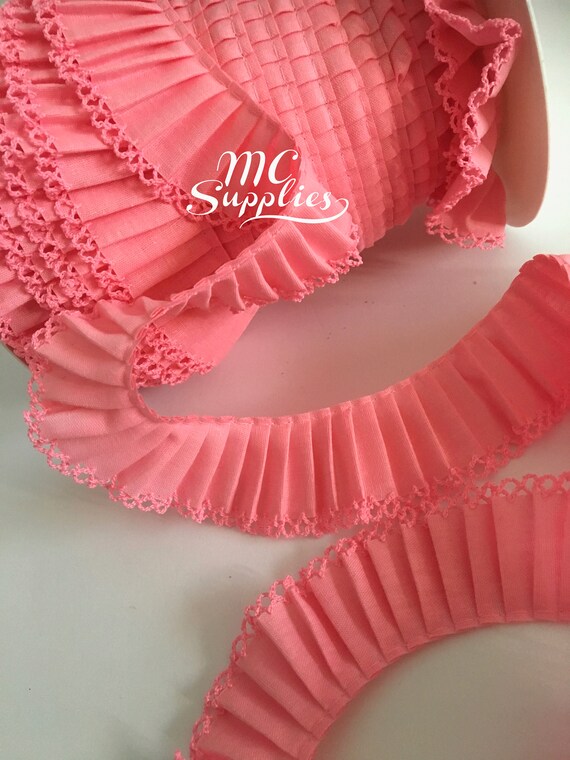 Bordure En Ruban Rose Ruban Organza Rose Plissée Acheter Sur