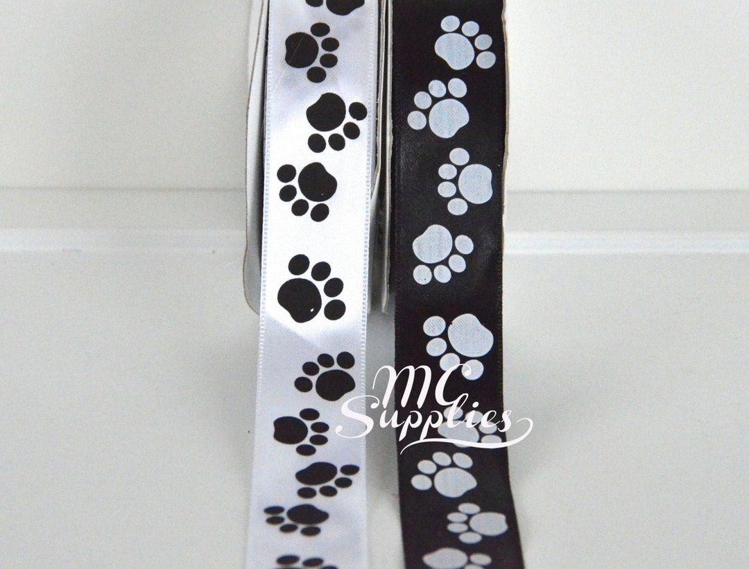 2 Yds,dog Paw Ribbon,satin Ribbon,printed Ribbon,craft Ribbon,dog Bows ...
