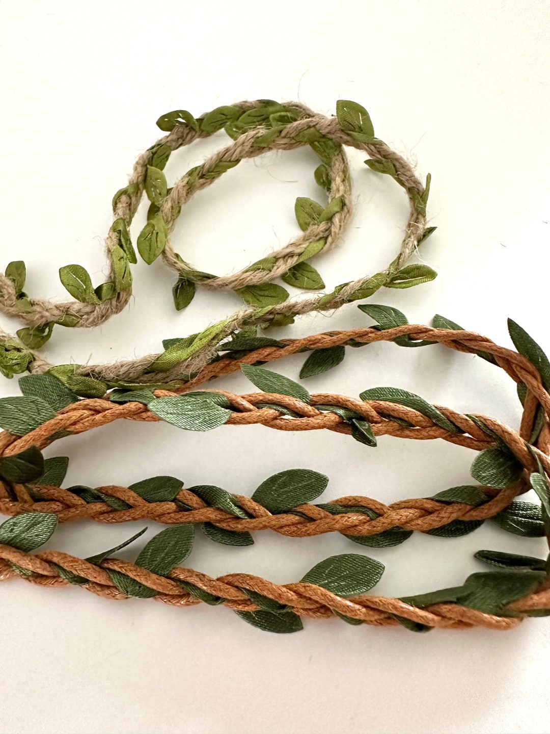 5 Yds,leaves Trim,leaf Trim,fabric Leaves,jute Trim,embellished Leaves ...