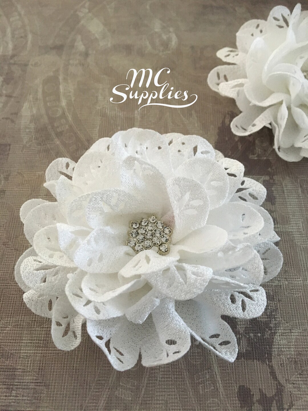 White Flower, Fabric Flower Applique,fabric Flower,baby Headband Flower ...