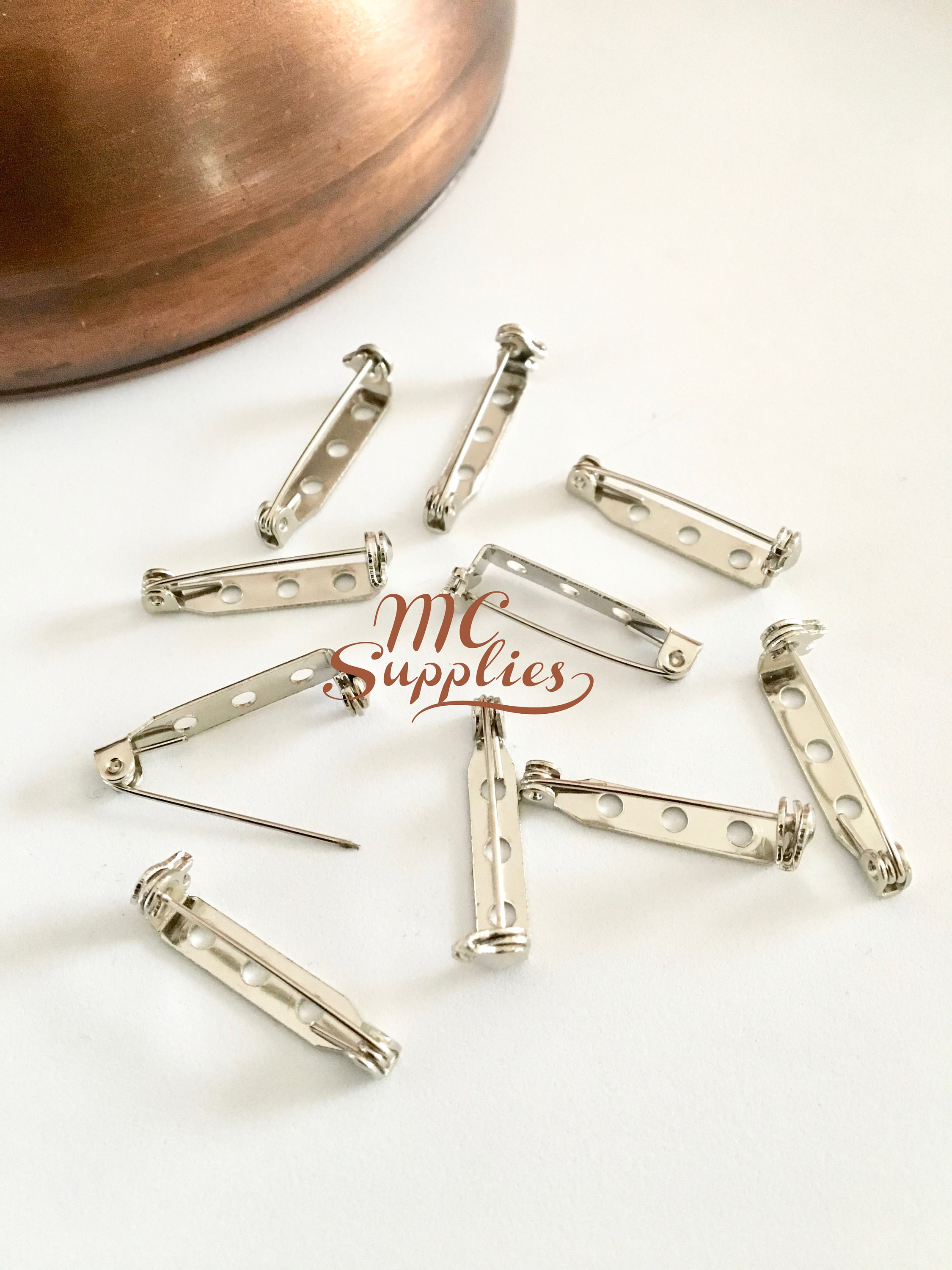 10 Pcs,brooch Pin,blank Pins,back Lock Safety Pin,hair Findings,metal ...