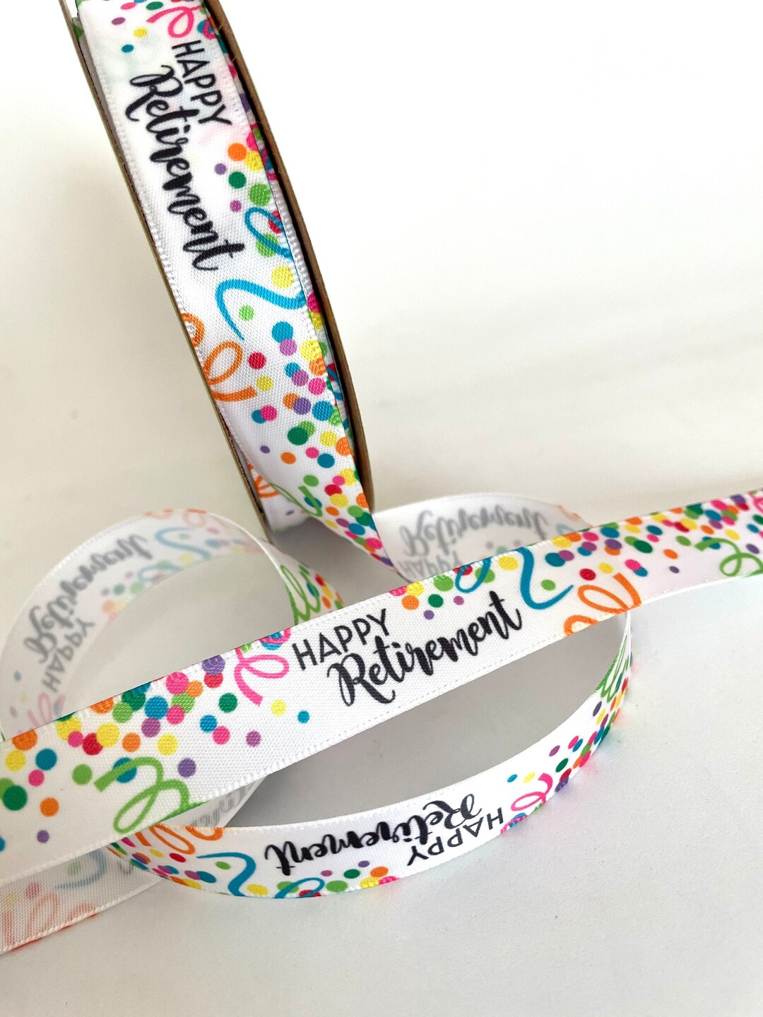 1-10 Yds,retirement Ribbon,satin Ribbon,celebration Ribbon,confetti ...