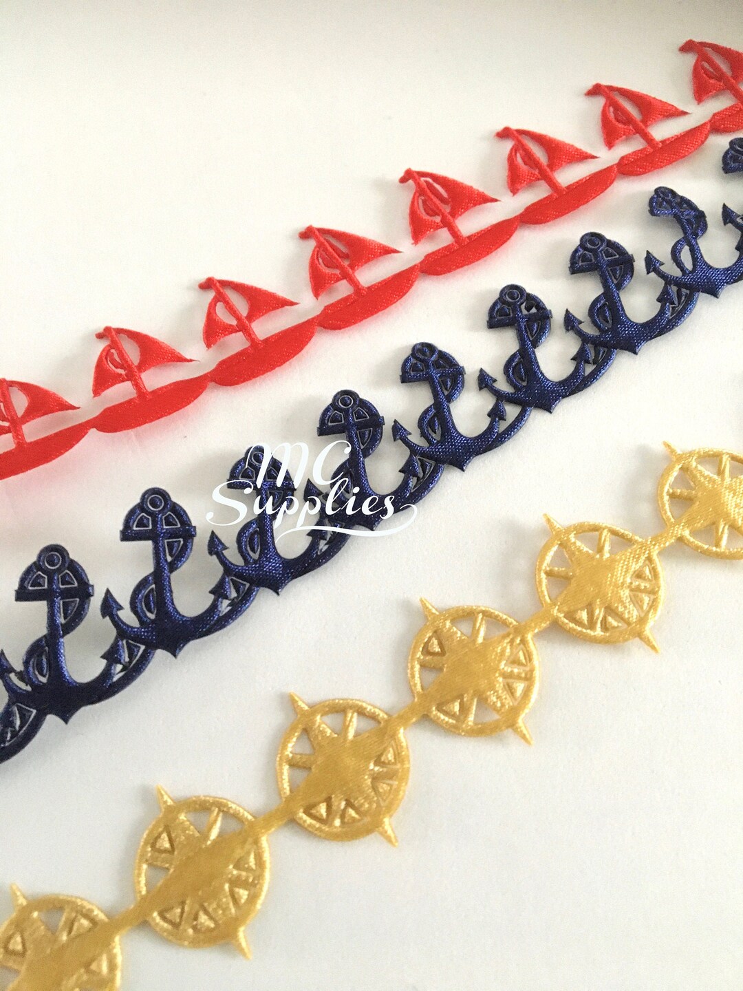 1-13 Yds,nautical Ribbon,anchor Ribbon,gold Compass Ribbon,fabric ...