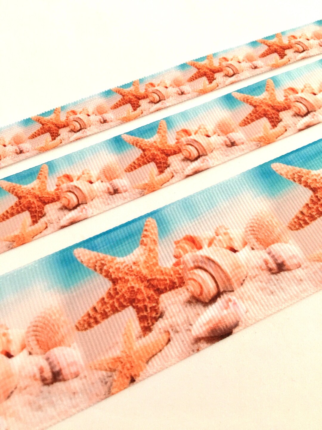 2-50 Yds,ocean Ribbon,starfish Ribbon,grosgrain Ribbon,ocean Elastic ...