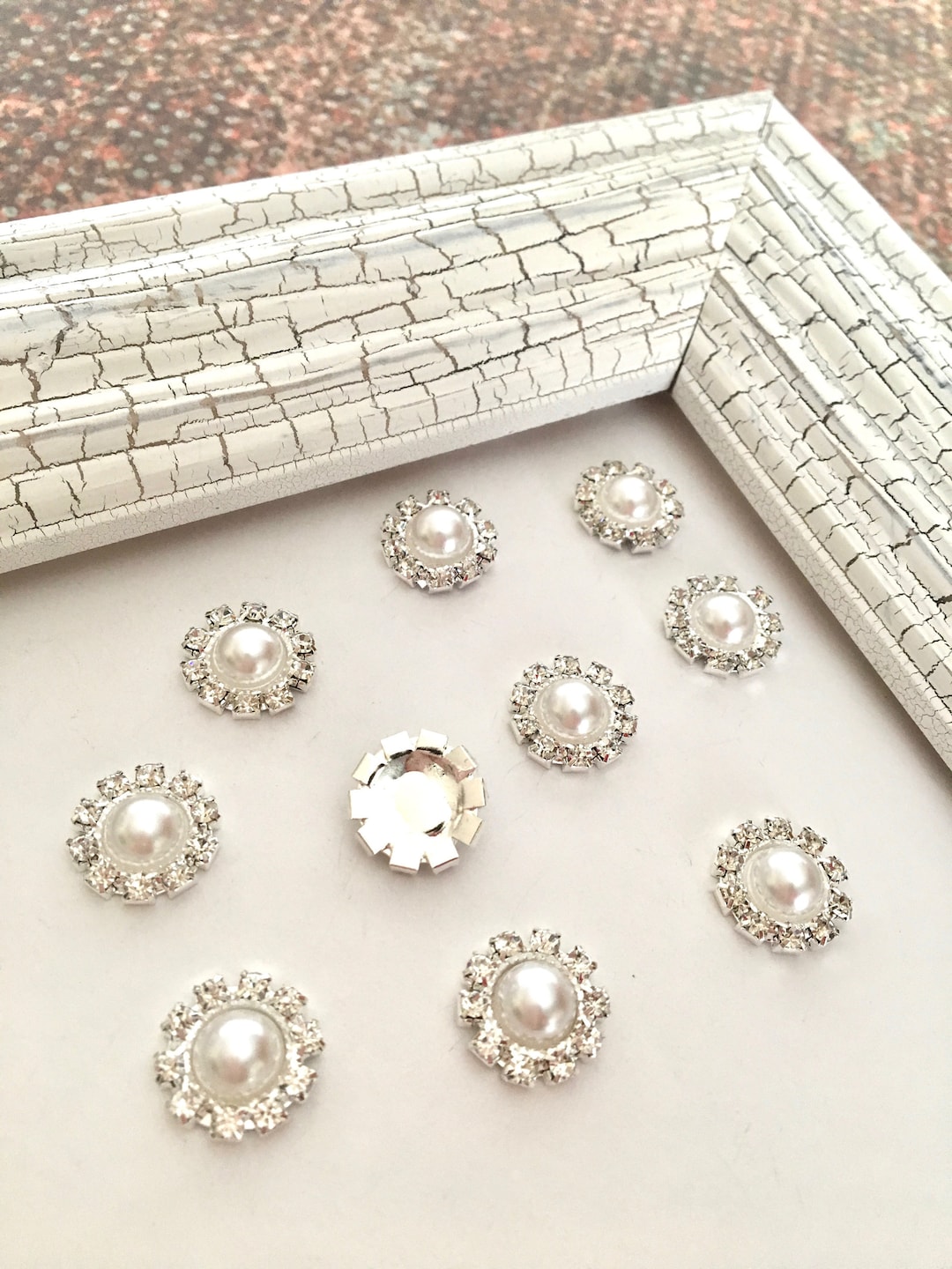 10 Pcs,white Rhinestone,rhinestone With Pearls,flower Rhinestones ...