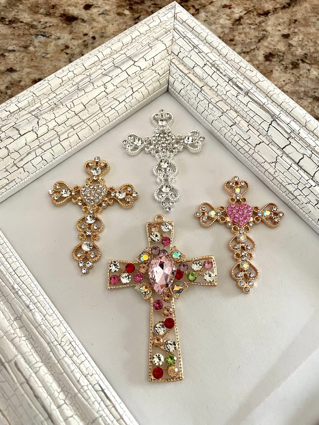 Metal Cross,cross Rhinestones,christening Rhinestones,metal Cross ...