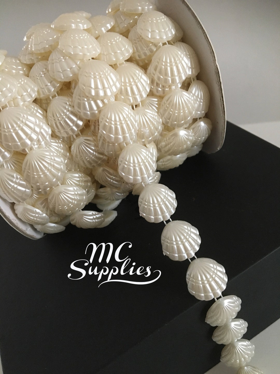 1-9 Yds,bead Shell Chain,shell Pearls,ivory Pearl Trim,pearl String ...