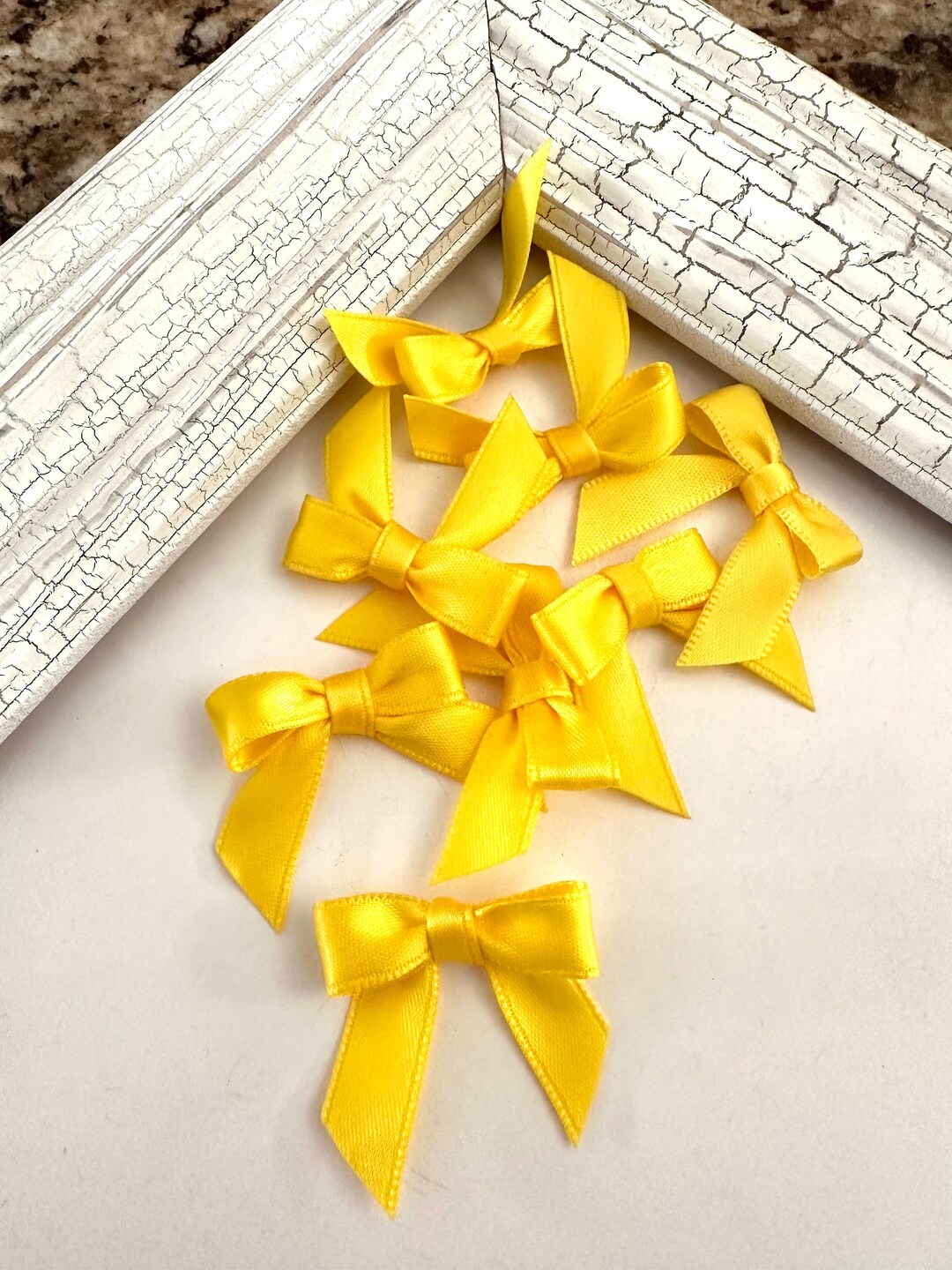 50 Pcs,yellow Mini Bows,bow Appliques,ribbon Bows,scrapbooking Bows ...