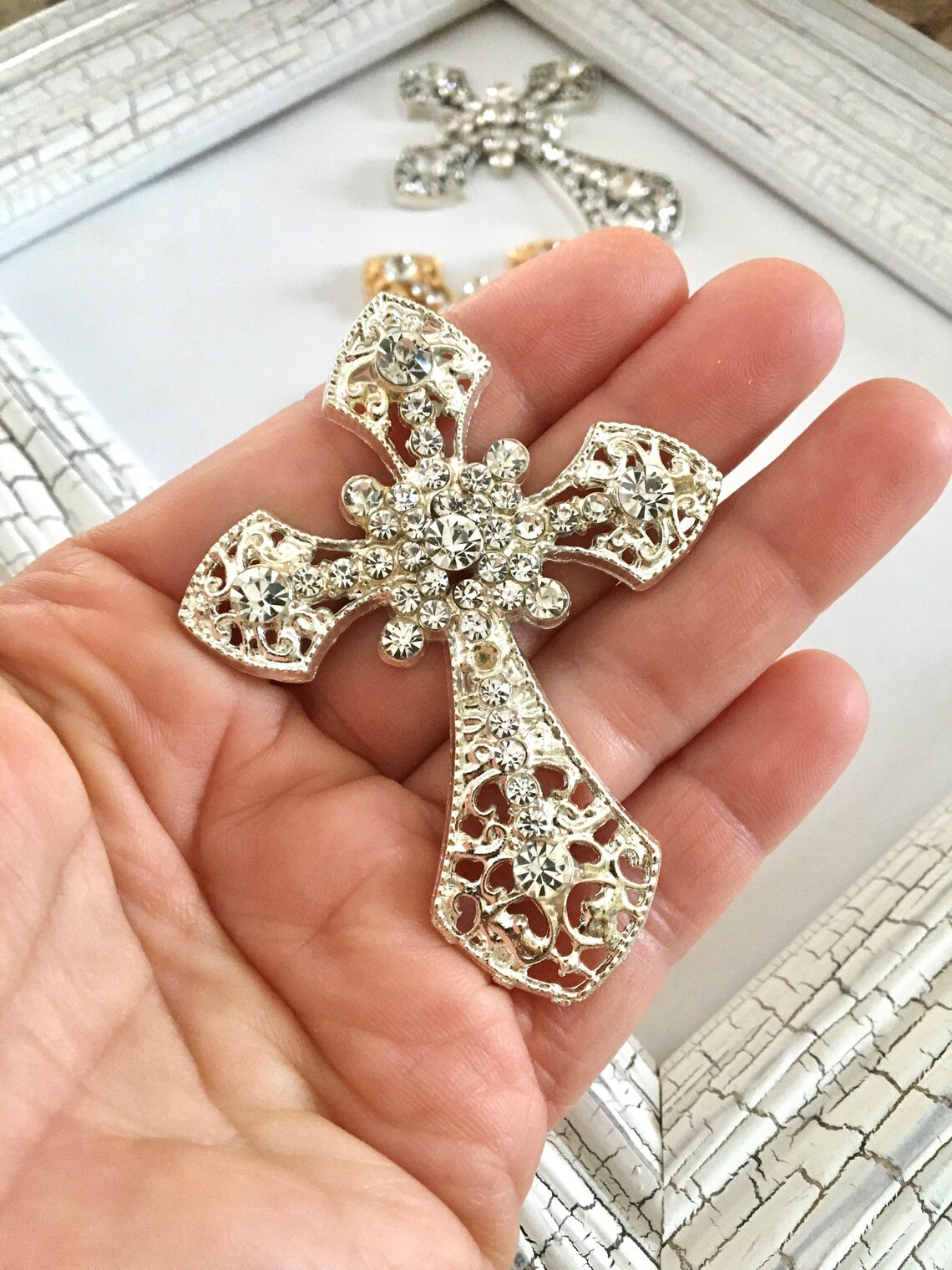 Metal Crosscross Rhinestoneschristening Rhinestonesmetal - Etsy