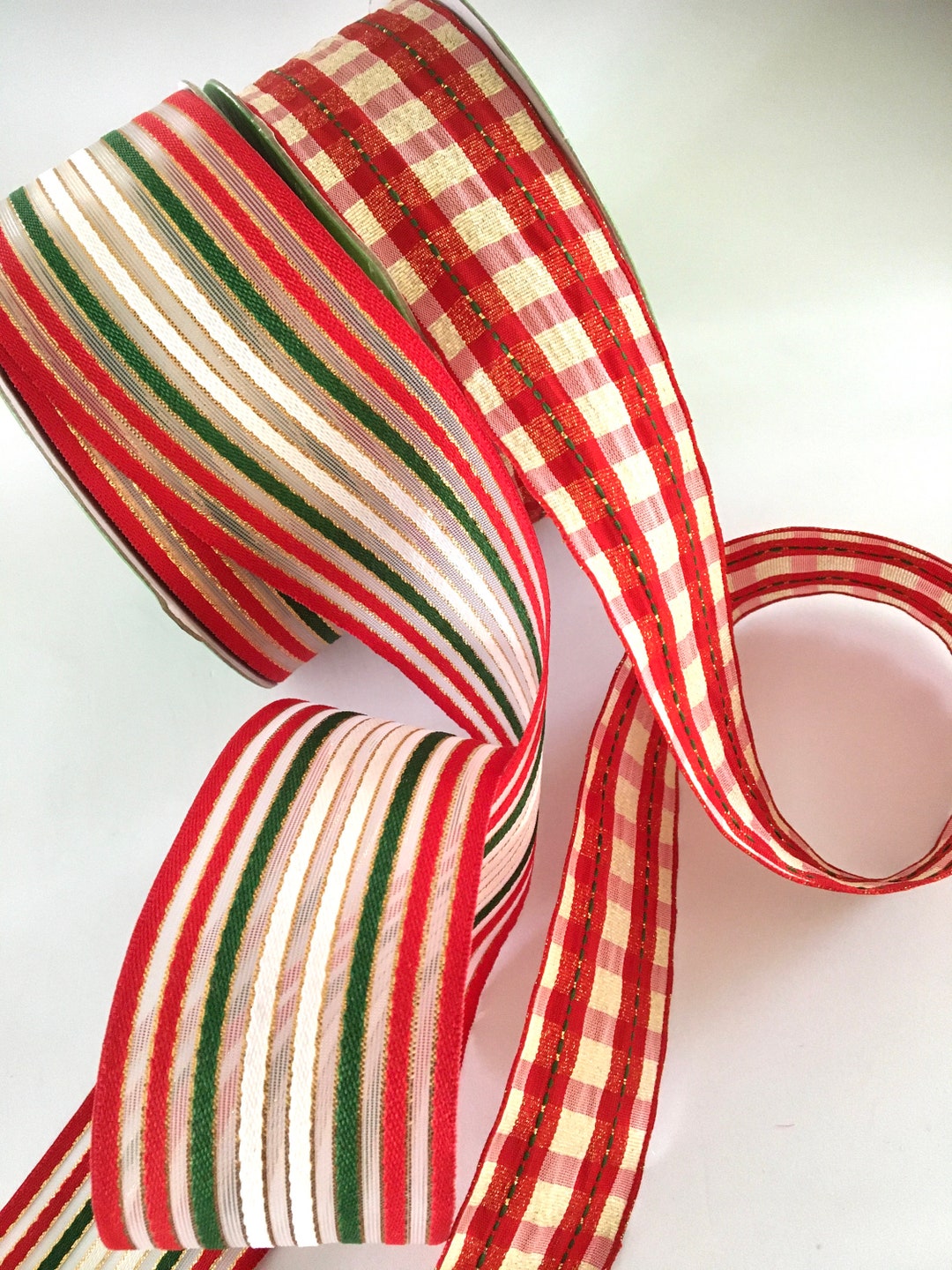 Christmas Ribbon,plaid Ribbon,holiday Ribbon,craft Ribbon,embellished ...