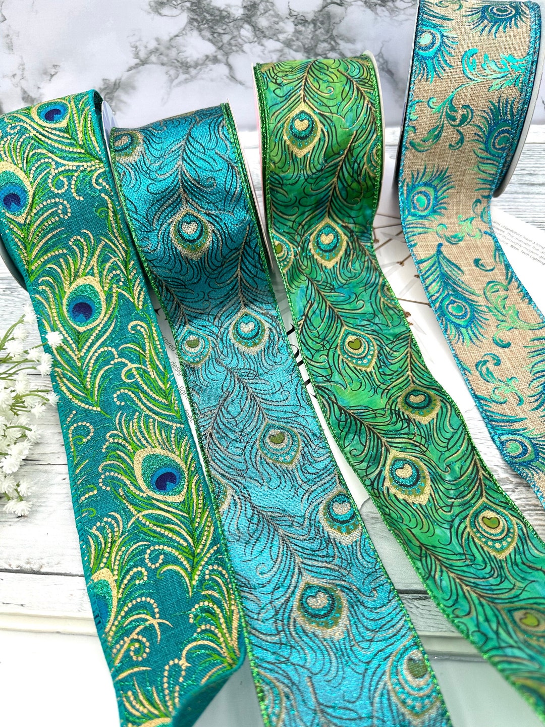 1-10 Yds,peacock Ribbon,fabric Ribbon,blue Ribbon,embellished Ribbon ...