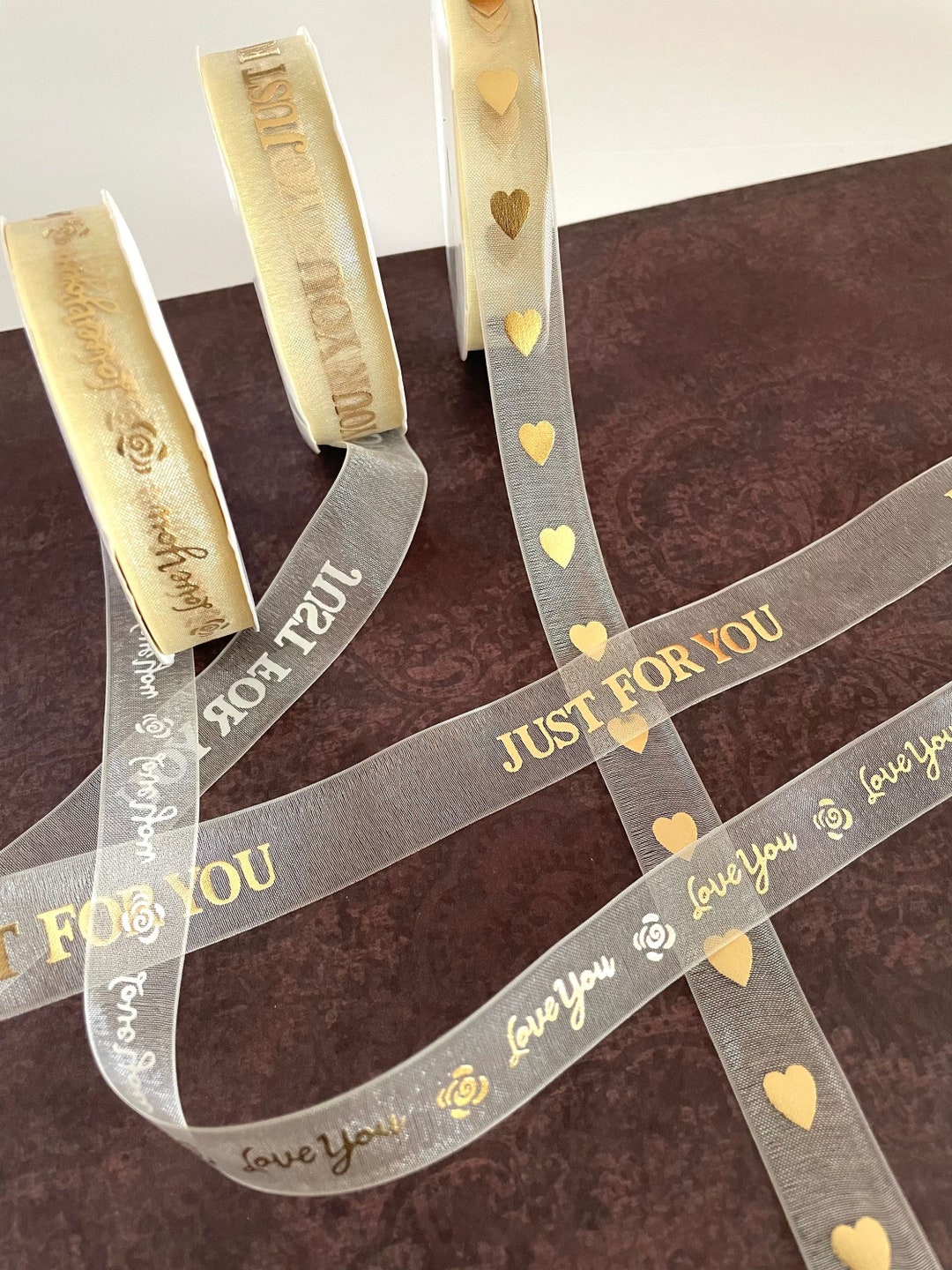 2 Yds,heart Ribbon,valentine's Ribbon,organza Ribbon,just for You ...