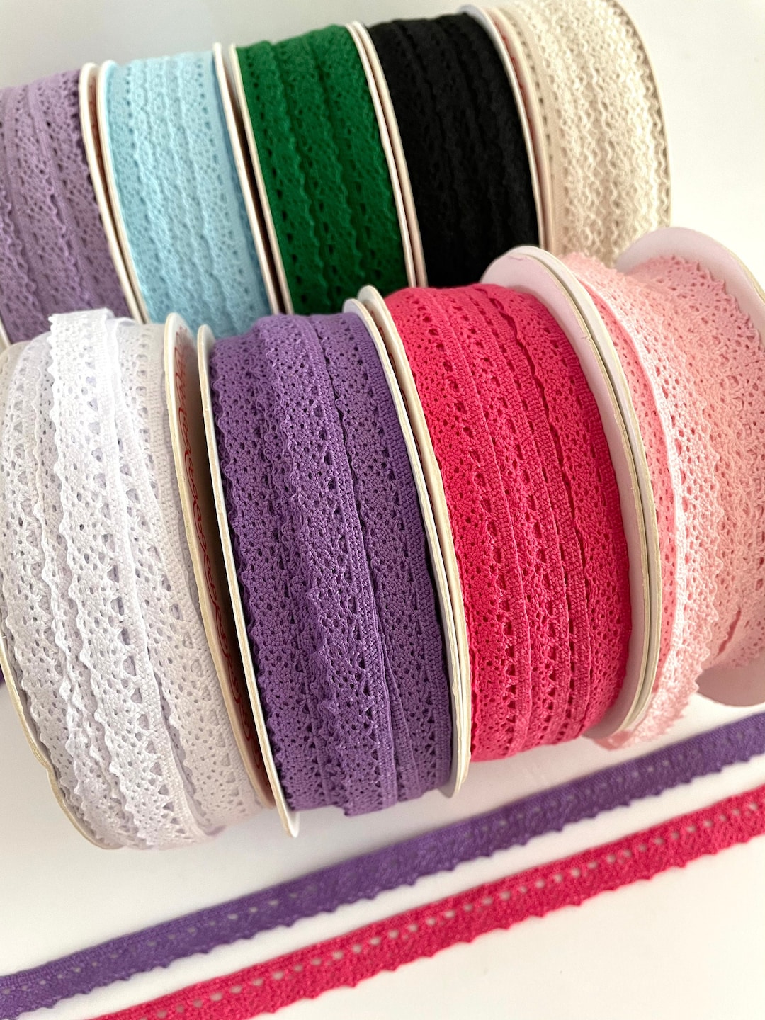 1-25 Yds,cotton Lace,lace Trim,craft Lace,purple Lace,sewing Trim,pink ...