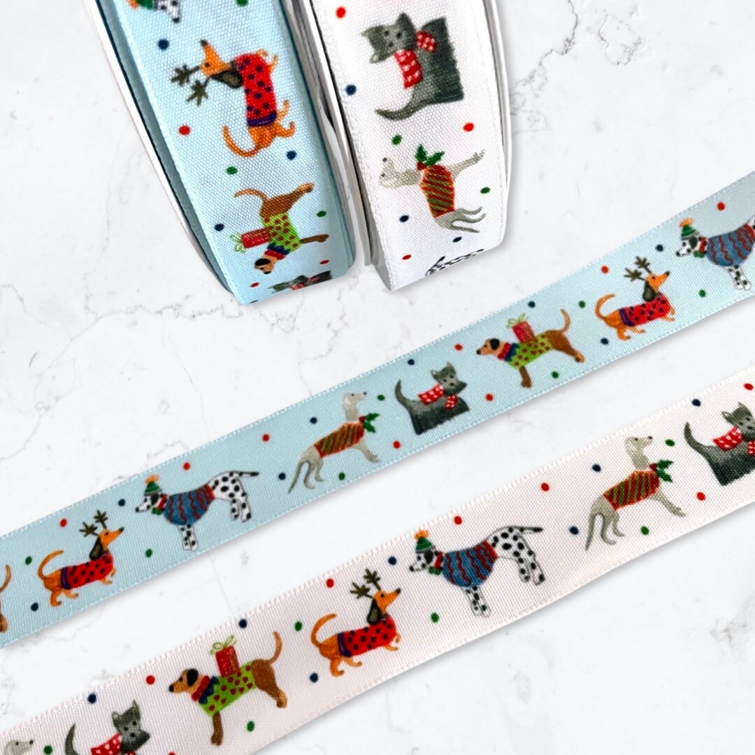 2-27 Yds,christmas Ribbon,dog Ribbon,dog Breeds Ribbon,gift Ribbon ...