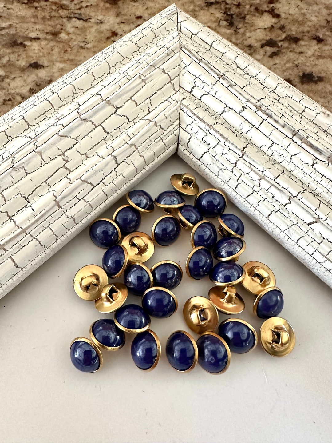 10 Pcs,navy Buttons,round Buttons,rhinestone Pearls,pearl Rhinestones ...