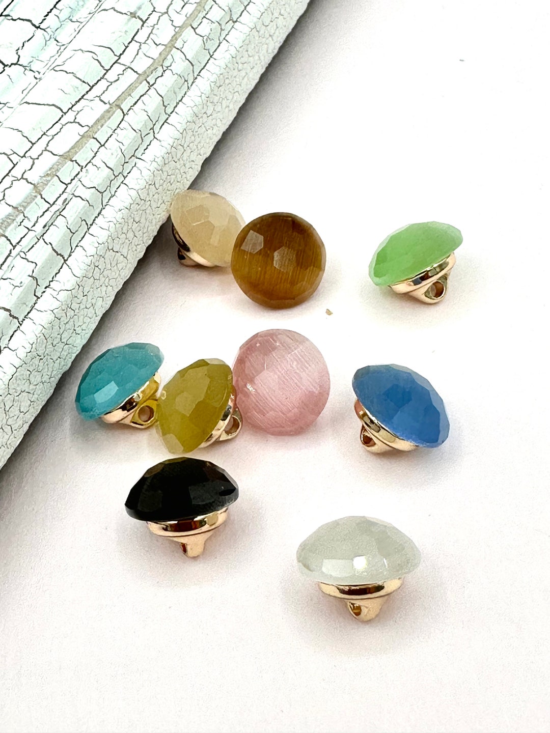 10 Pcs,crystal Buttons,round Buttons,colored Buttons,rhinestone Buttons ...