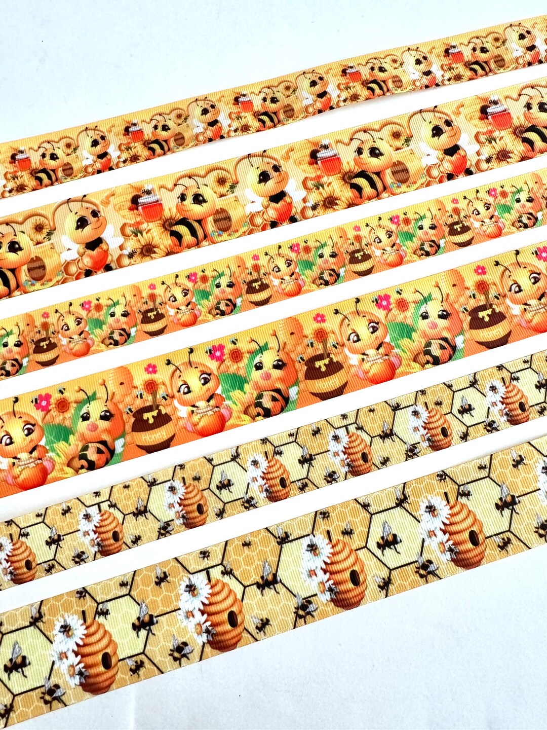 2-50 Yds,bees Ribbon,honey Bee Ribbon,hive Bee Ribbon,honne Grosgrain ...