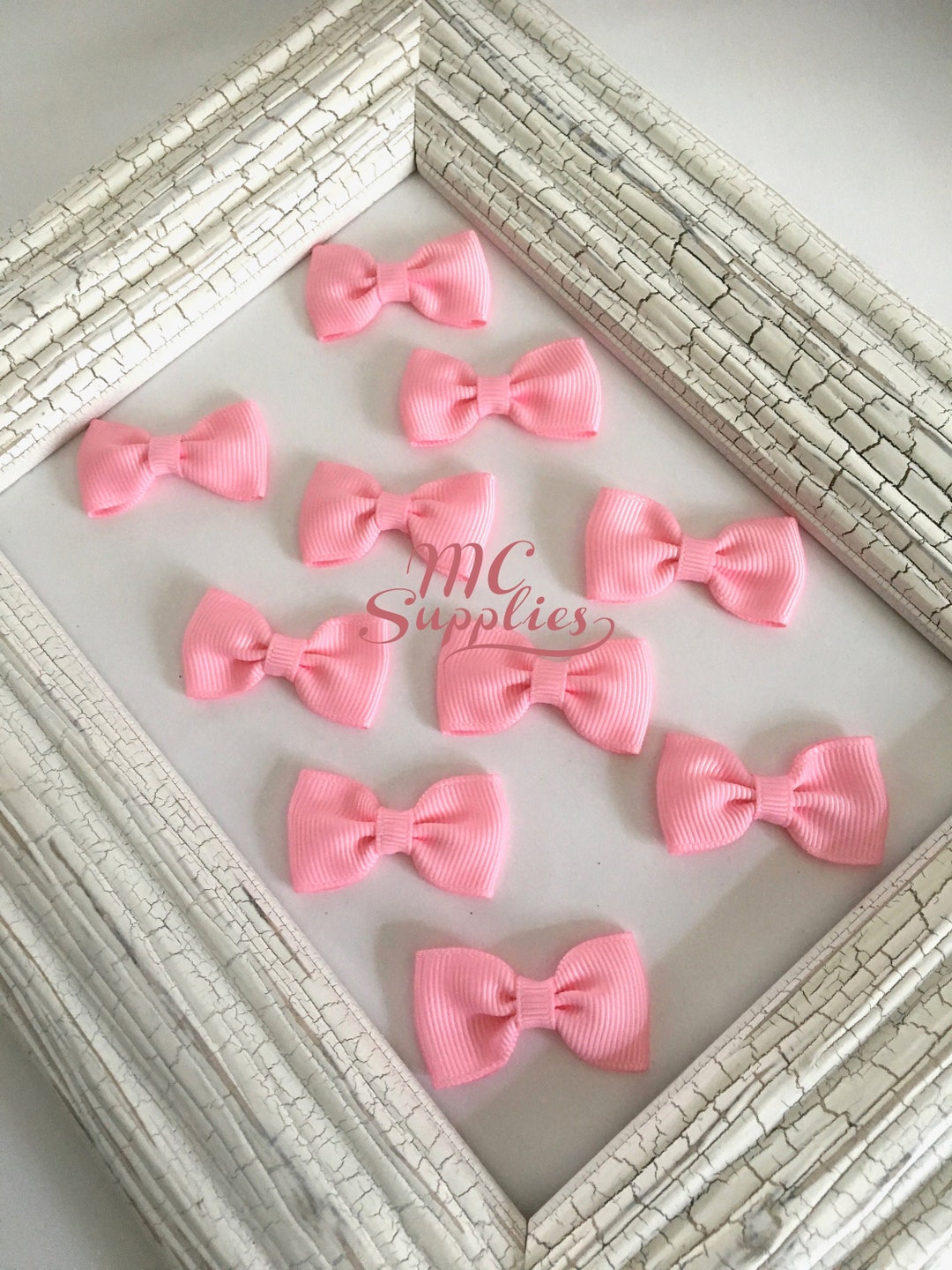 10 Pcs,mini Bows,ribbon Bows,mini Fabric Bows,pink Bows,craft Bows,baby ...