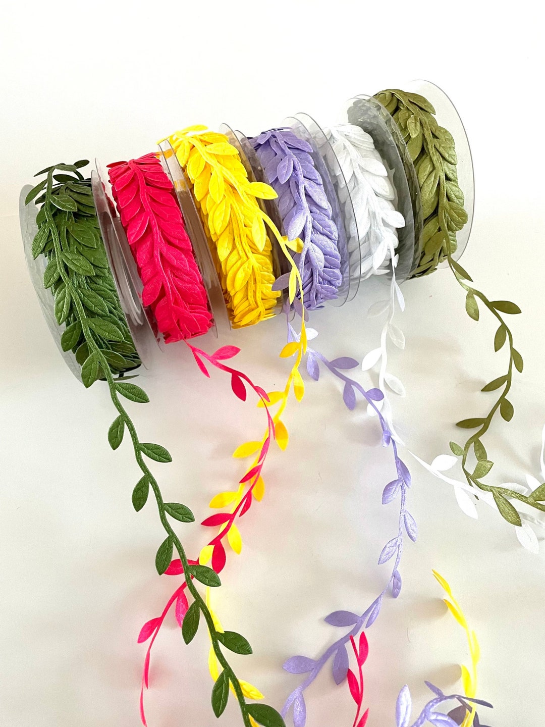 2 Yds,leaves Ribbon,leaf Trim,fabric Leaves,leaves Trim,embellished ...