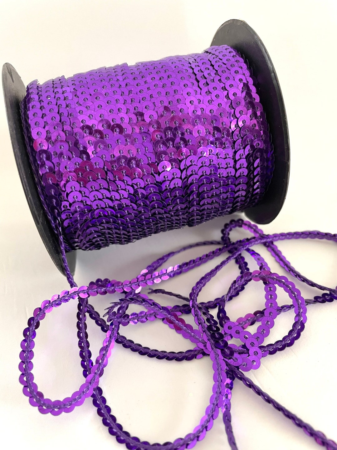 5 Yds,purple Sequins,sequin String,faceted Sequin Trim,round Sequin ...