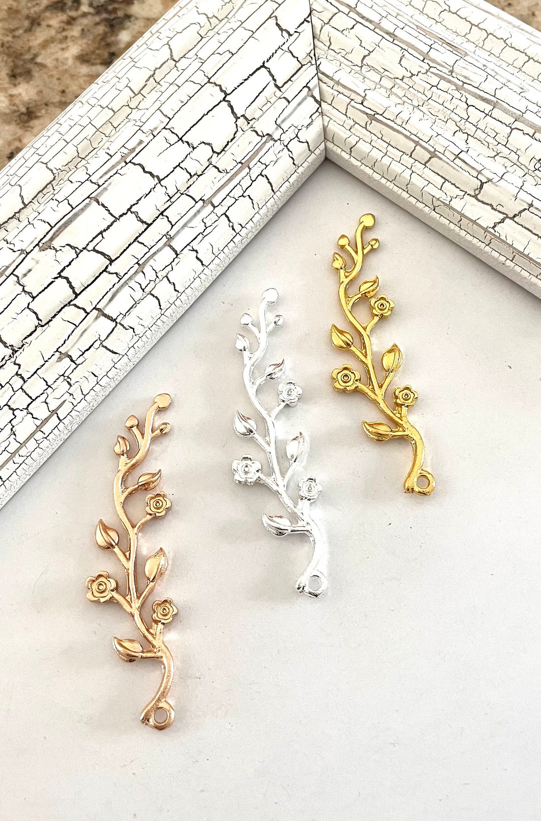 5 Pcs,metal Leaves,metal Leaf Branch,blank Metal Leaves,metal Findings ...