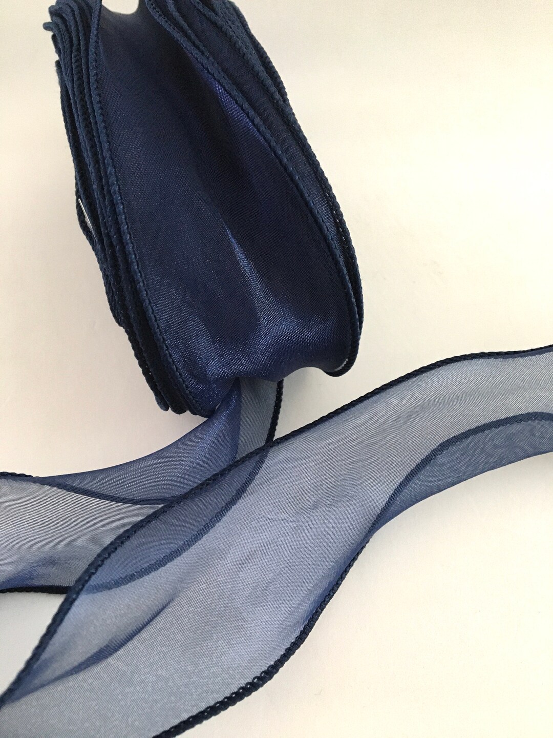 2 3/4 Yds,navy Ribbon,organza Ribbon,craft Ribbon,fabric Ribbon,ribbon ...