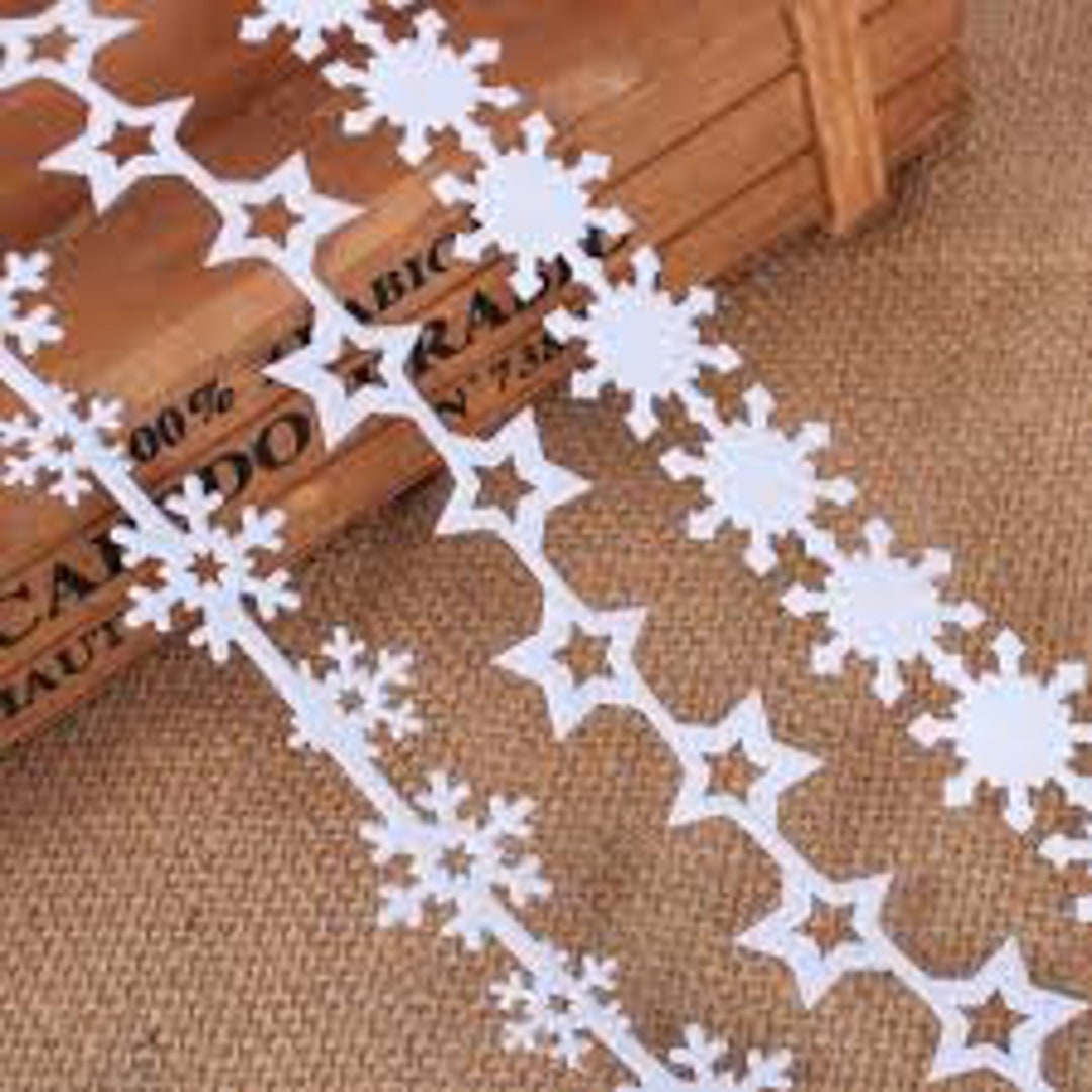 5 Yds,snowflakes Ribbon,snowflakes Appliques,snowflakes Trim,christmas ...