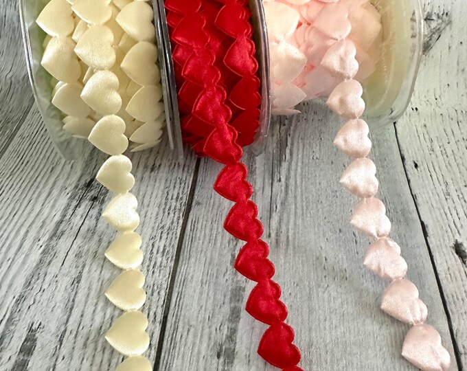 1-15 Yds,hearts Trim,red Hearts Ribbon,valentine Hearts Trim,valentines ...