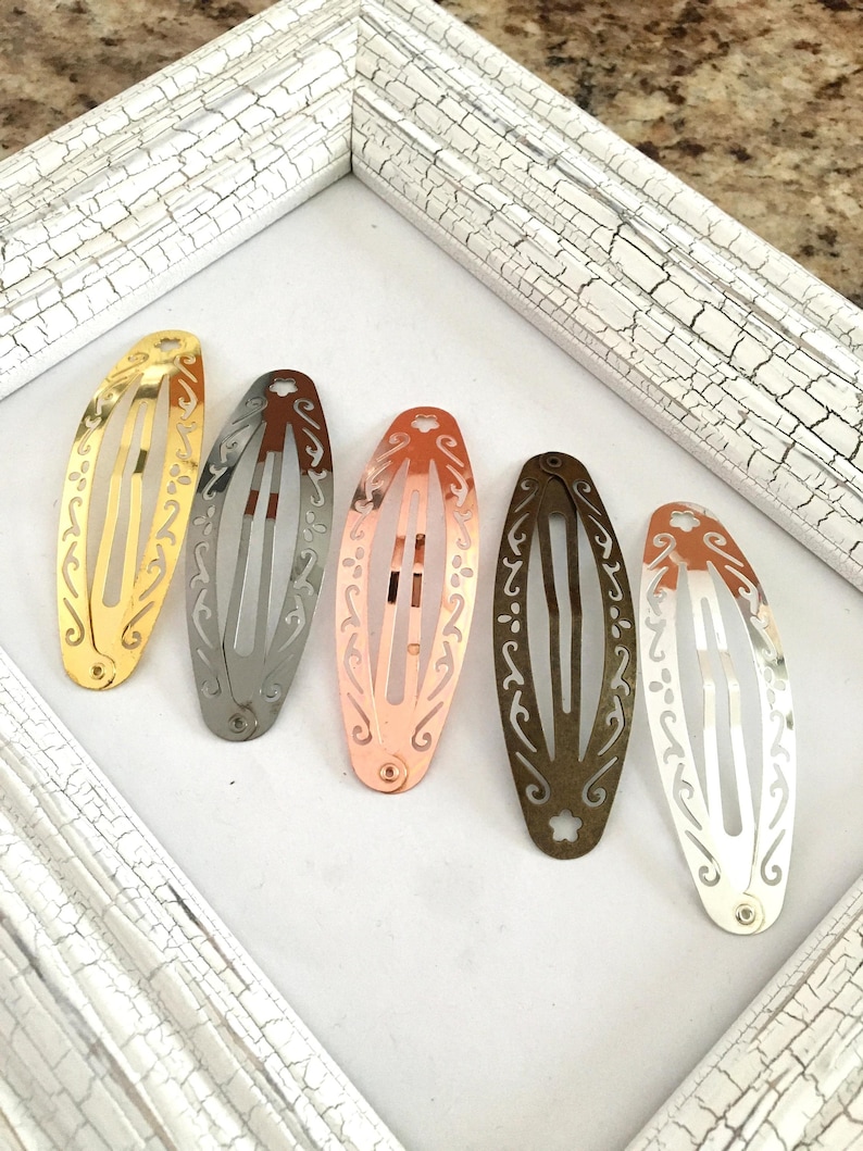 2 Pcs,girls Filigree Metal Snap Clips,hair Findings,adult Hair ...