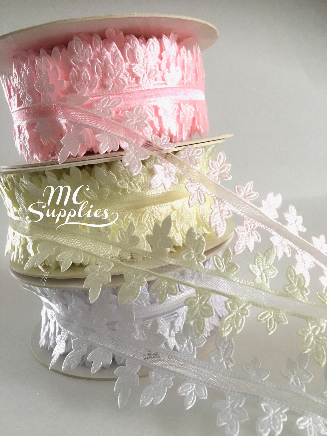 Leaves Trim,leaf Ribbon,leaves Cut Out,pink Leaves Trim,fabric Leaves ...