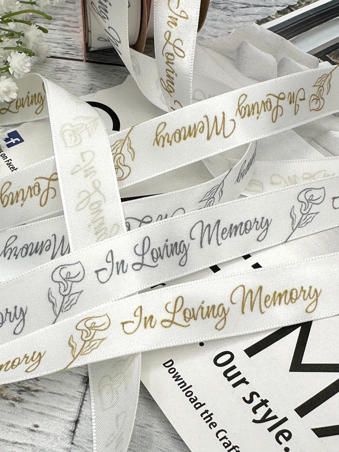 1-10 Yds,in Loving Memory Ribbon,satin Ribbon,memorial Ribbon,grieving ...