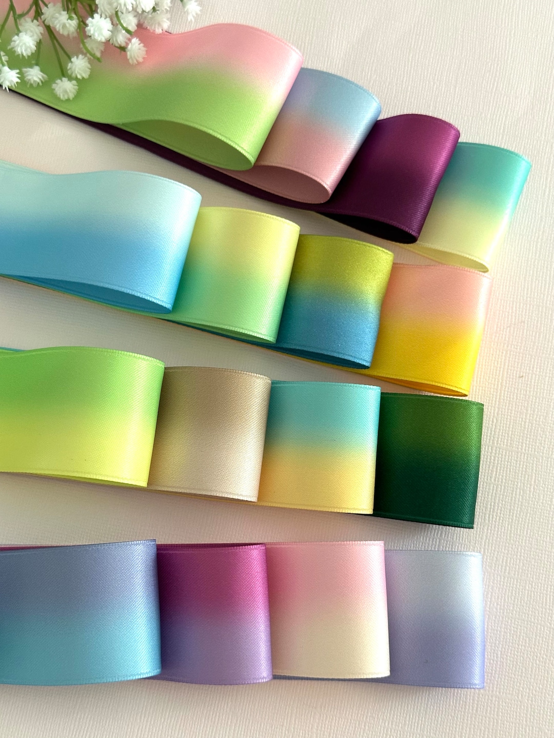 2-10 Yds,ombre Ribbon,bicolor Ribbon,satin Ribbon,two-color Ribbon ...