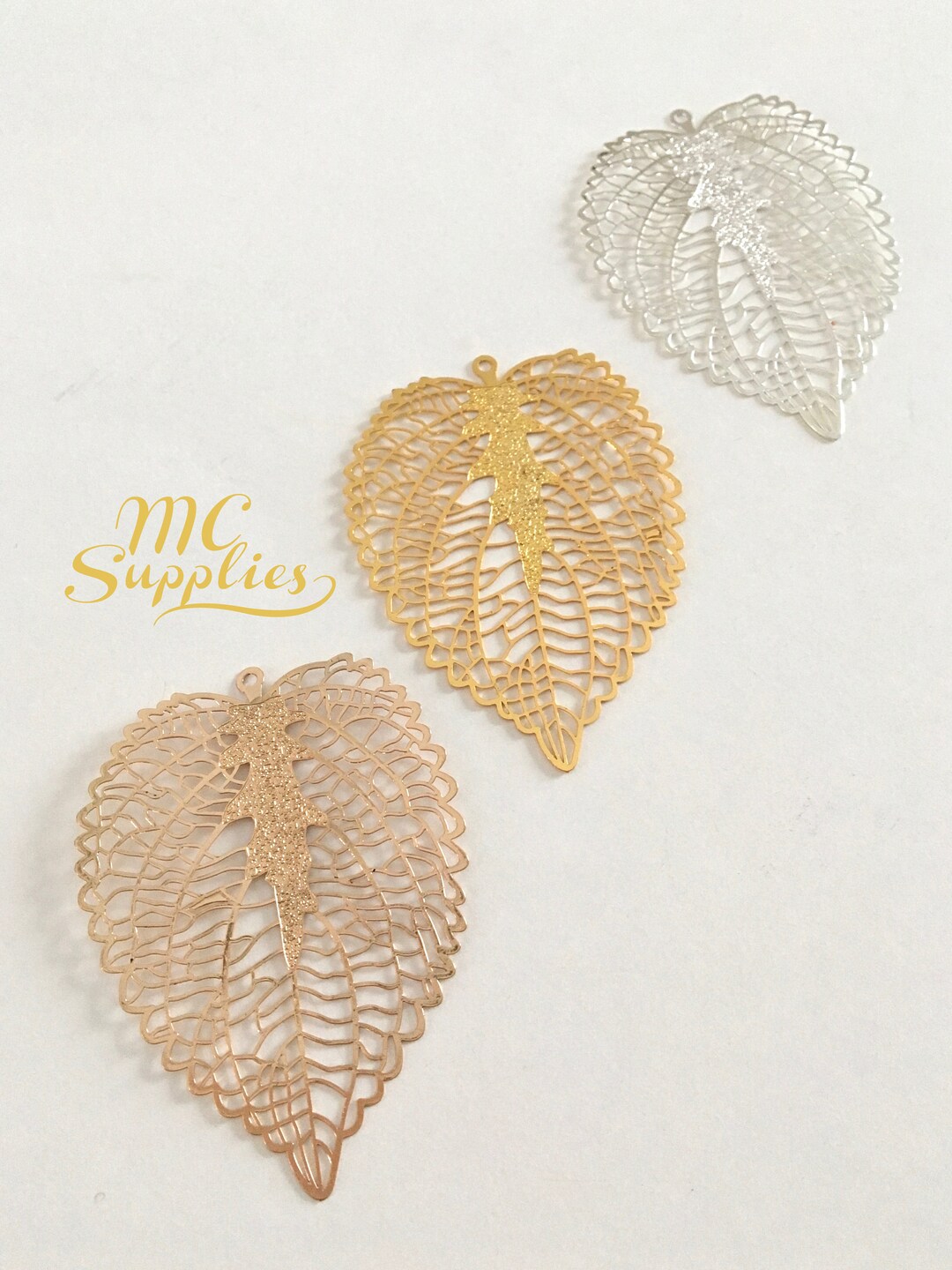 10 Pcs,filigree Leaves,blank Metal Leaves,gold Leaves,metal Findings ...