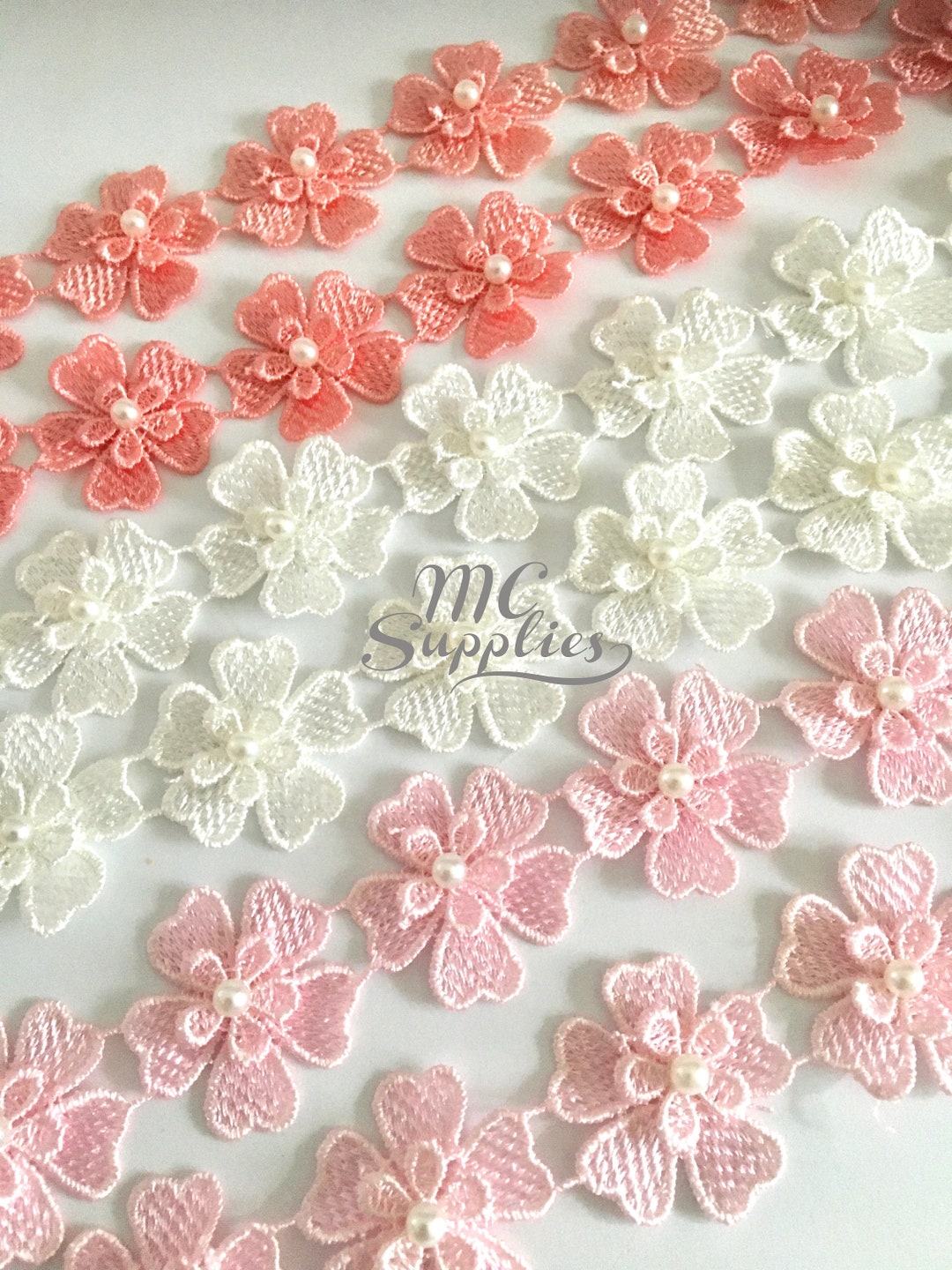 Flower Applique Trim,flower Applique,embroidered Trim,embellished Trim ...