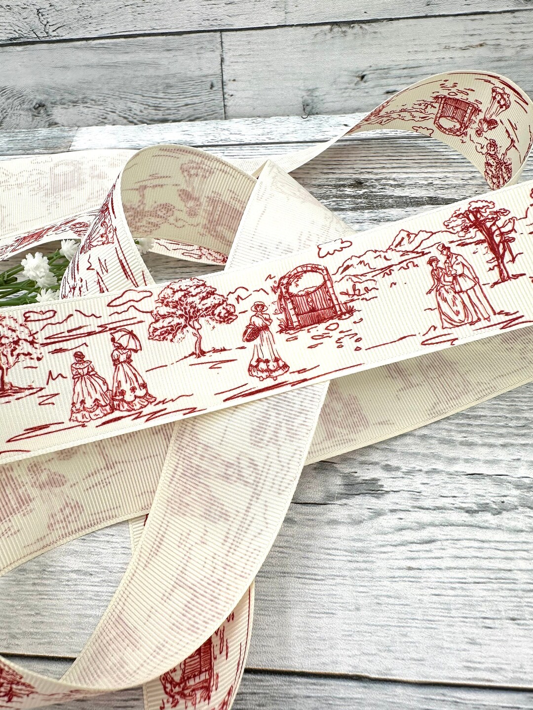 1-10 Yds,french Toile Ribbon,pastoral Scene Ribbon,landscape Ribbon ...