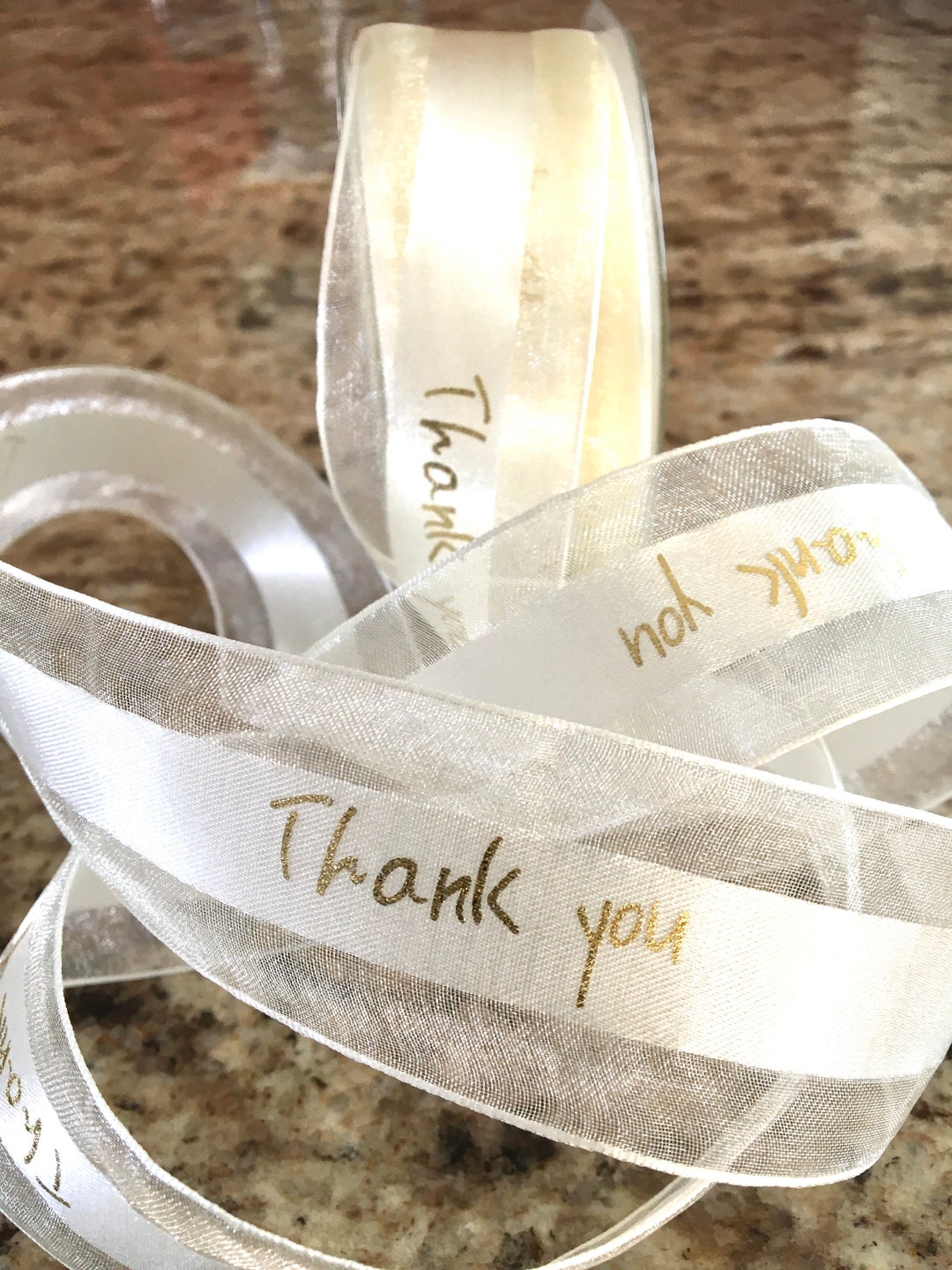 Thank You Ribbon,wedding Ribbon,ivory Ribbon,thanks Ribbon,organza ...