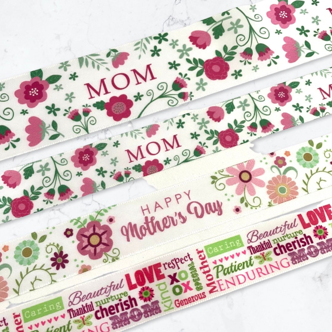 1-10 Yds,mom Ribbon,mother Ribbon,mother's Day Ribbon,floral Ribbon ...
