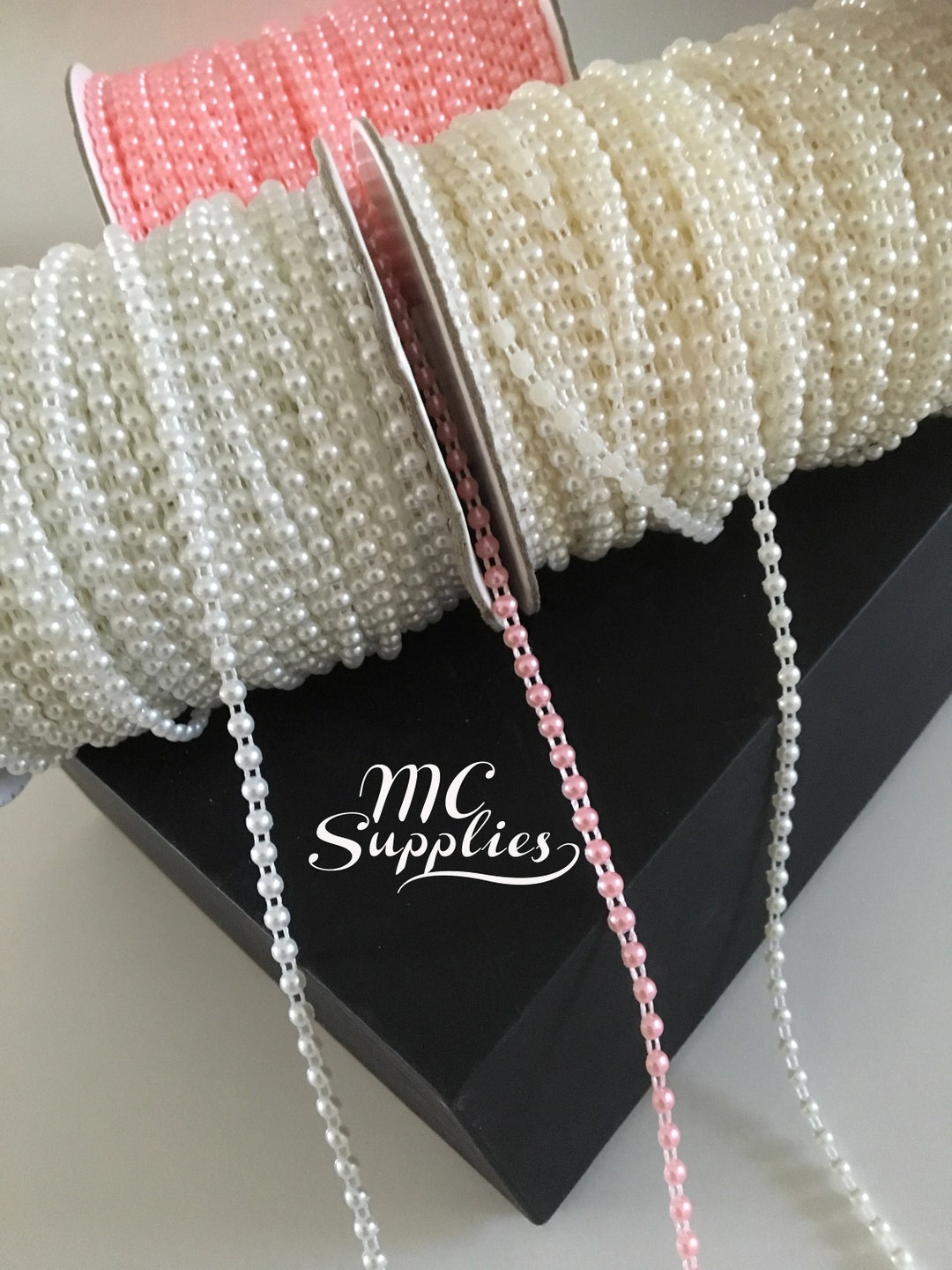 3 Yds,ivory Pearls,flat Back Beads,pearls Chain,strand of Pearls,craft ...